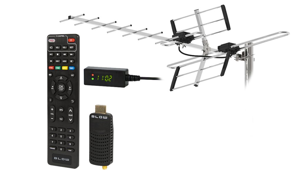 Tuner DVB-T2 BLOW 7000FHD MINI H.265 HEVC + antena kierunkowa VHF/UHF MUX8 ATD31S - Blow | Sklep ...