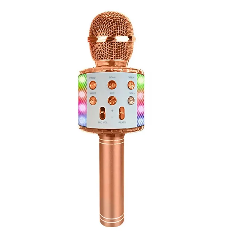 Podświetlany Mikrofon Bezprzewodowy Led Bluetooth Ws858L Karaoke Miedziany - R2 Invest | Sklep ...
