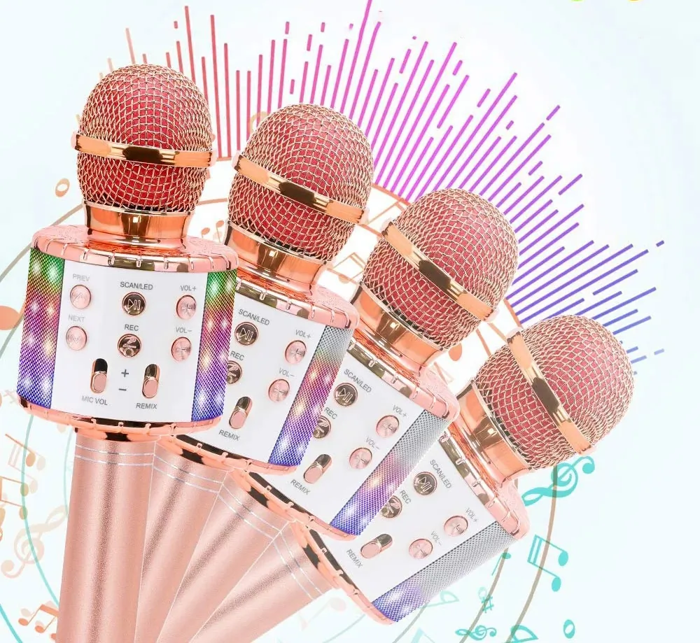 Podświetlany Mikrofon Bezprzewodowy Led Bluetooth Ws858L Karaoke Miedziany - R2 Invest | Sklep ...